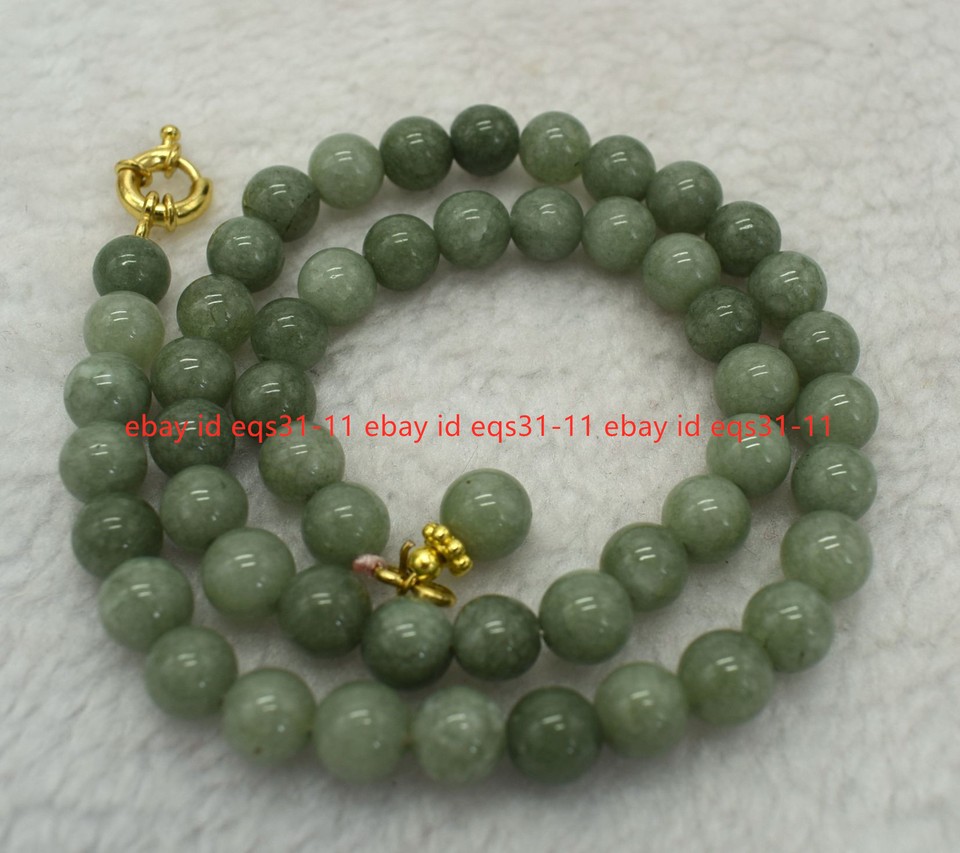 6/8/10/12mm Natural A Green Jade Gems Round Beads Necklace Bracelet ...