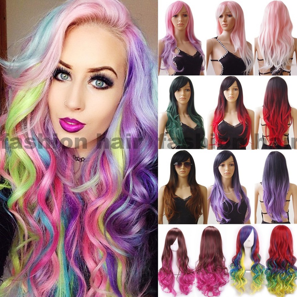 60/80/100cm Cosplay Party Wig Long Straight Curly Wavy Fashion Costume ...