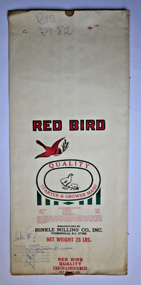 X LARGE Vintage Paper Sack Bag, RED BIRD MASH, HINKLE MILLING ...