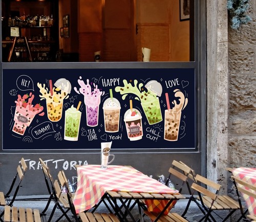 3D Bubble Tea G272 Pearl Tea Shop Window Stickers Vinyl Wall Mural ...