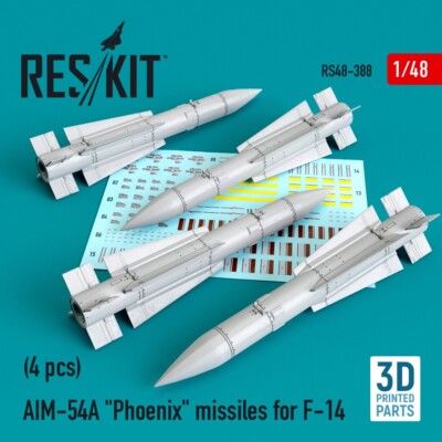 1/48 Reskit RS48-0388 AIM-54A "Phoenix" missiles for F-14 (4pcs) (3D ...