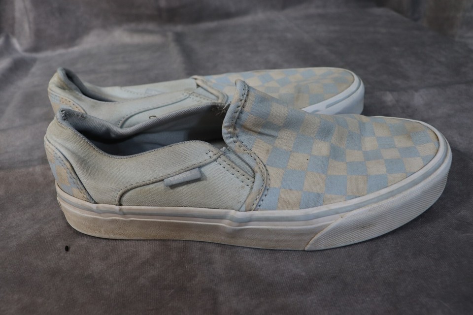 Vans 721356 Slip-On Shoes Blue & White Checkered Off The Wall Women's ...