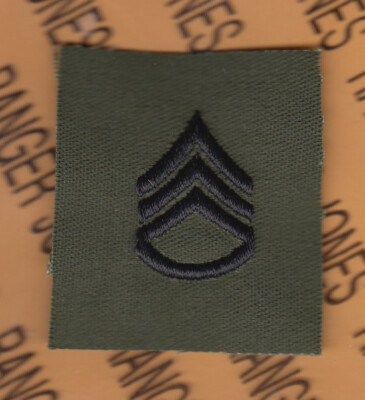 US ARMY SSG STAFF SERGEANT E-6 BDU OD Green Black rank single sewn on ...