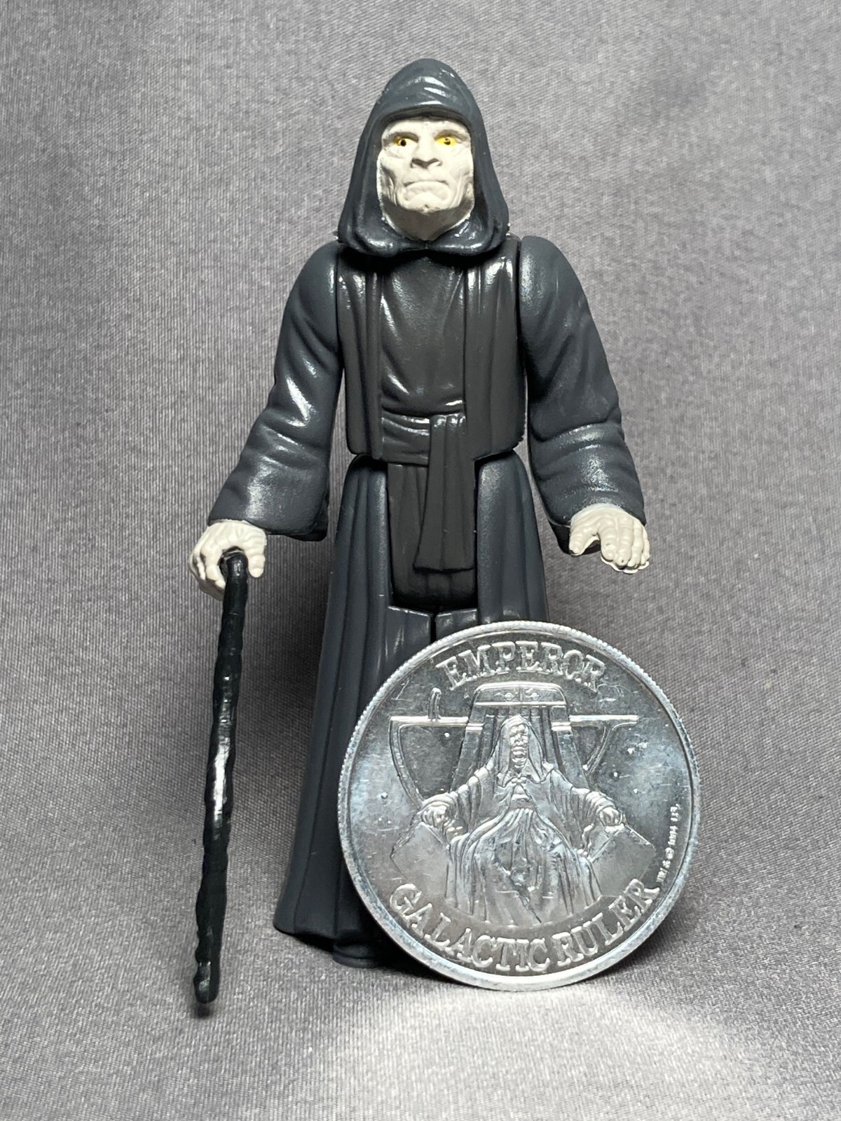 EMPEROR Palpatine ⚫️🌑⚫️ + POTF Coin Star Wars ROTJ Vintage Kenner 100% ...