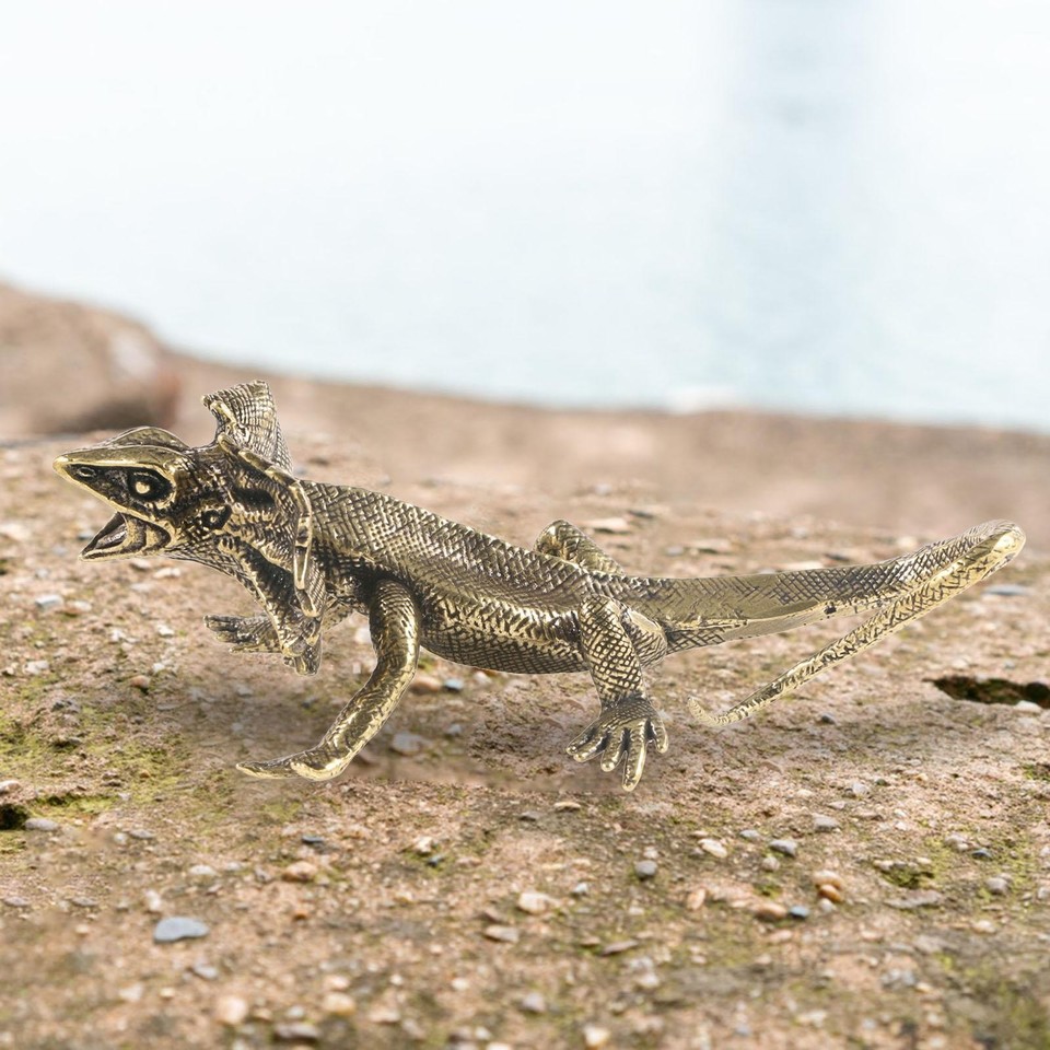 Lizard Sculpture Animal Figurine Creative Retro Collectible Brass ...