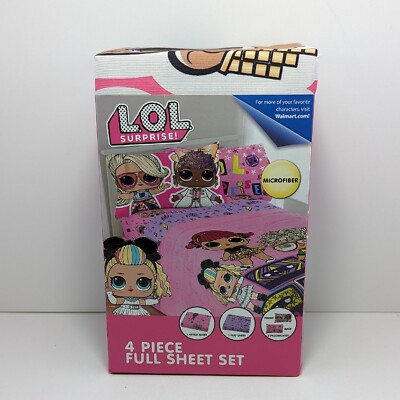 LOL Surprise Full Size Sheet Set Bedding 4 Pc Fitted Flat Pillowcases ...