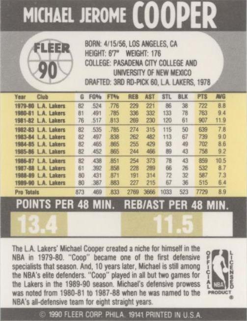 1990-91 Fleer - Michael Cooper #90 for sale | eBay