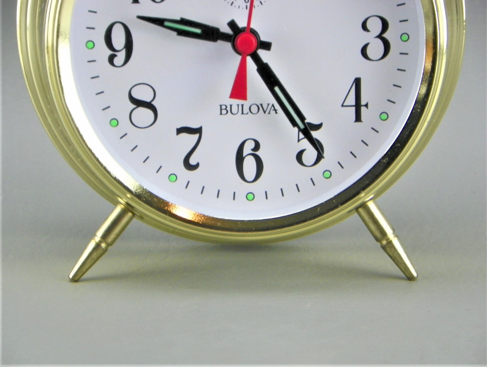 Bulova Brass Double Twin Bell Glow Keywind Travel Alarm Desk Nightstand ...