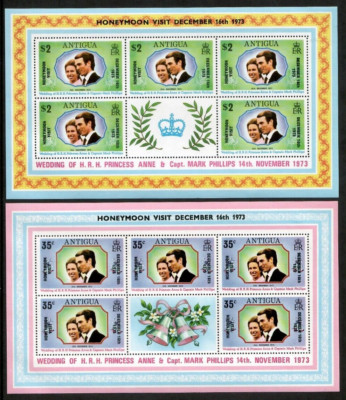 Antigua 1973 - Princess Anne Overprint - 2 Sheets of 5 Stamps Scott ...