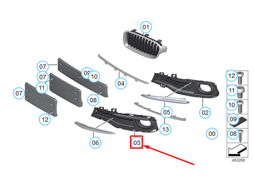 NEW BMW 3 F30 FRONT BUMPER LEFT CLOSED FOG LIGHT GRILLE 51117396885 OEM ...