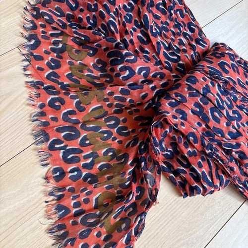 LOUIS VUITTON Leopard Print Stole Shawl Scarf Orange Silk Used Japan | eBay