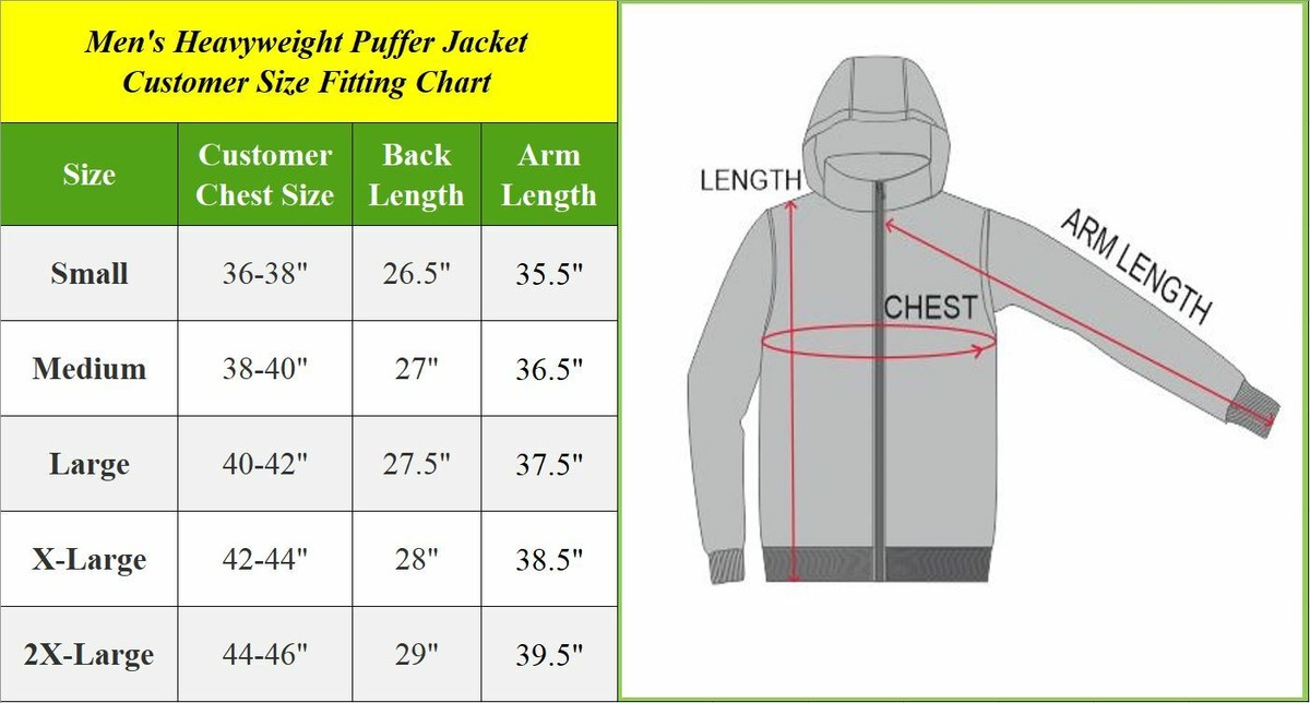 Sizing Chart Us Mens Jacket BKQCNKM Jackets For Men Mens Winter Jacket