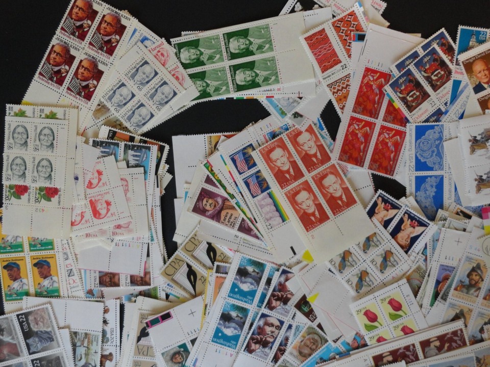 USA USPS MINT NH POSTAGE STAMP PLATE BLOCKS LARGE LOT FACE VALUE $208. ...