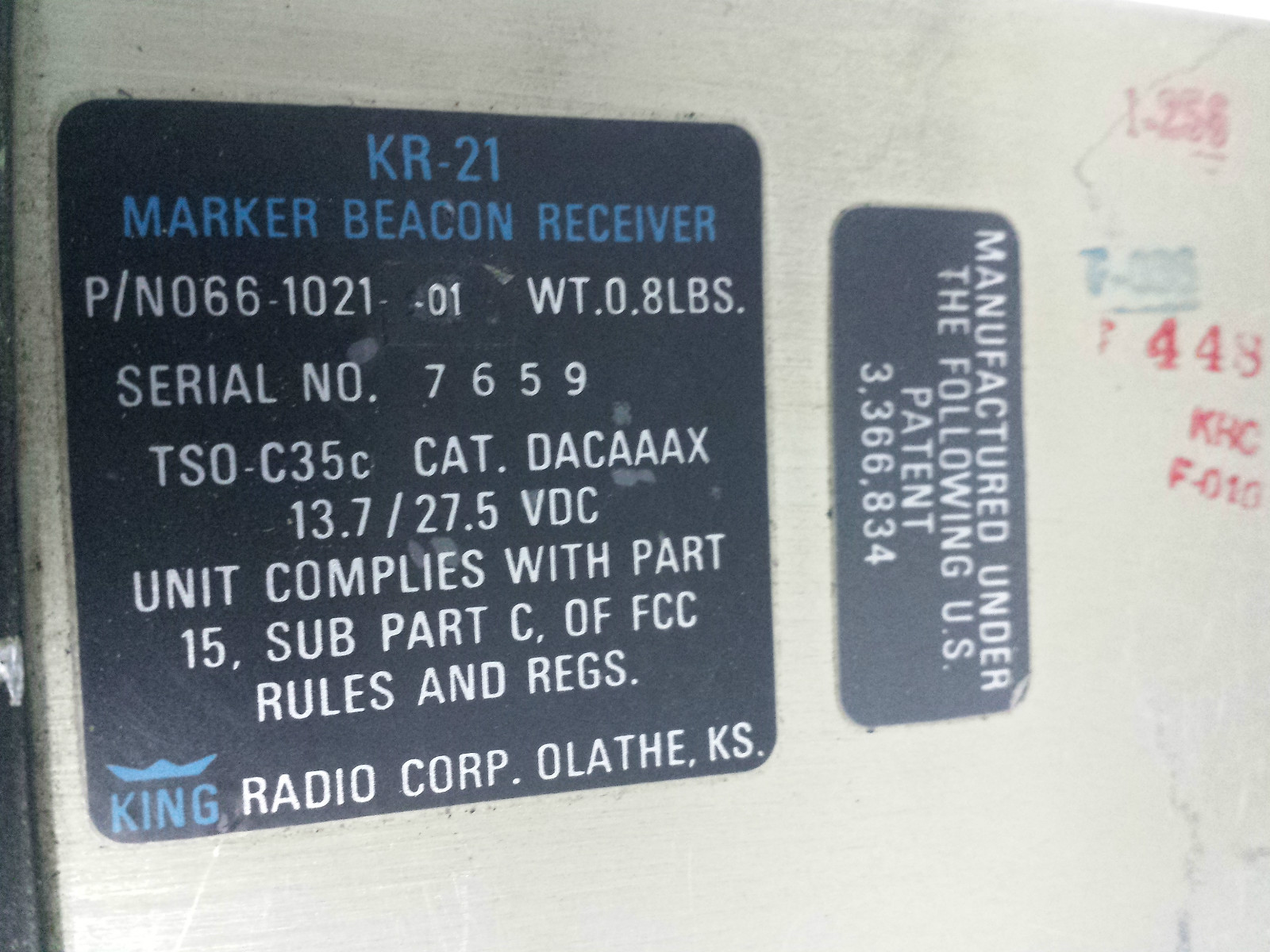 King KR21 Marker Beacon P/N: 066-1021-01 | eBay
