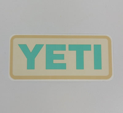 YETI 4" Vinyl Sticker Tan with Aqua/Turquoise Lettering | eBay