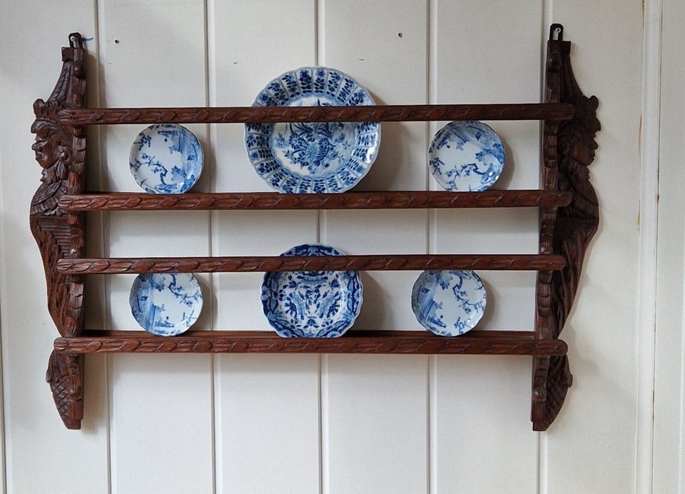 Antique Hanging Plate Rack Wall Shelves 1800s Dutch colonial | eBay