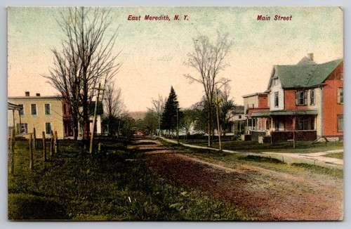 Main Street East Meredith New York NY Dirt Road 1909 Postcard | eBay