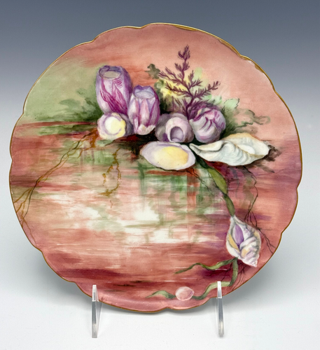 Antique Haviland Limoges France Hand Painted Sea Shell Plate Gold Trim ...