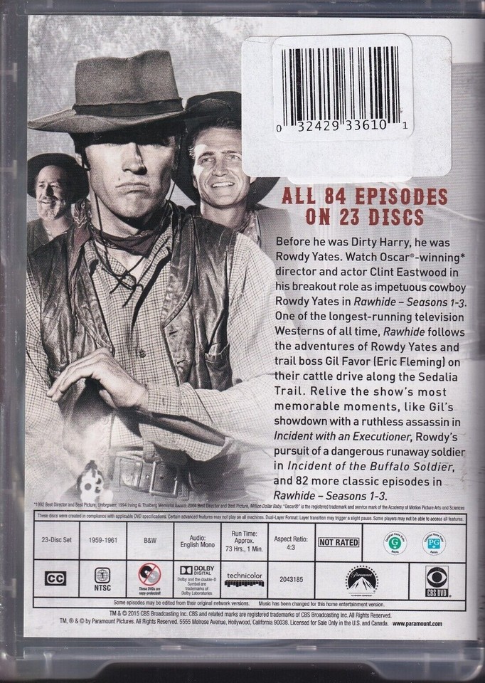 RAWHIDE Clint Eastwood Western Complete Seasons 1-3 23 DVD SET! Brand ...