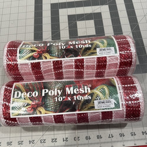 Red And White Poly Deco Mesh 10” X 10 Yards Lot 2 Brand New | eBay