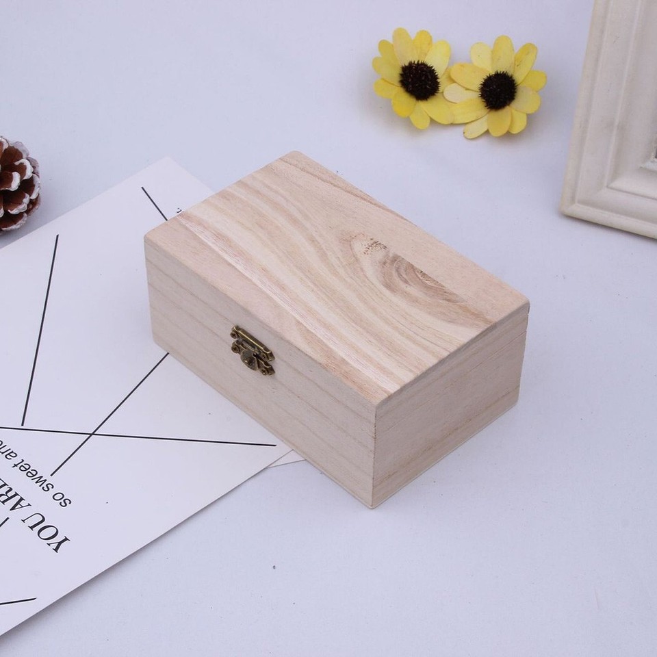 Large Wooden Box With Hinged Lid - Wood Storage Box With Lid Paulownia ...