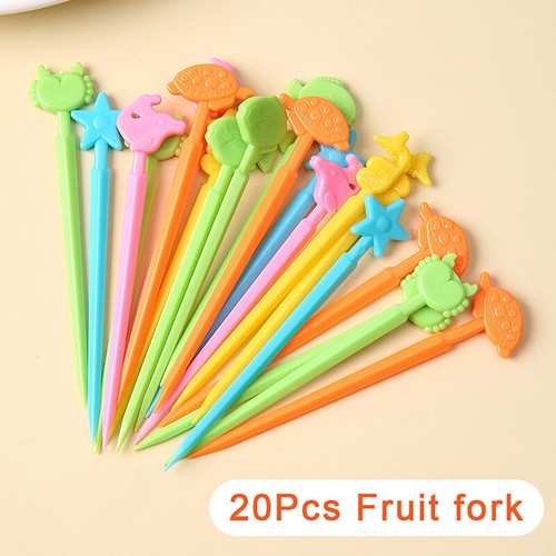 20pcs/set Cute Animals Fruit Forks Kids Snack Dessert Decoration Forks ...