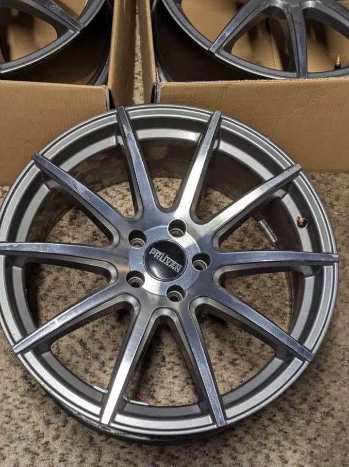 Pruven 19x8.5 5x112 35 Machine Finished Silver Grey 19" inch Alloy Rim ...