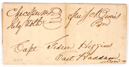 Chicopee, Ms. (MA, 1827) PM Stephen Bemis Free Frank. DPO S/R9 SFL. 1st ...