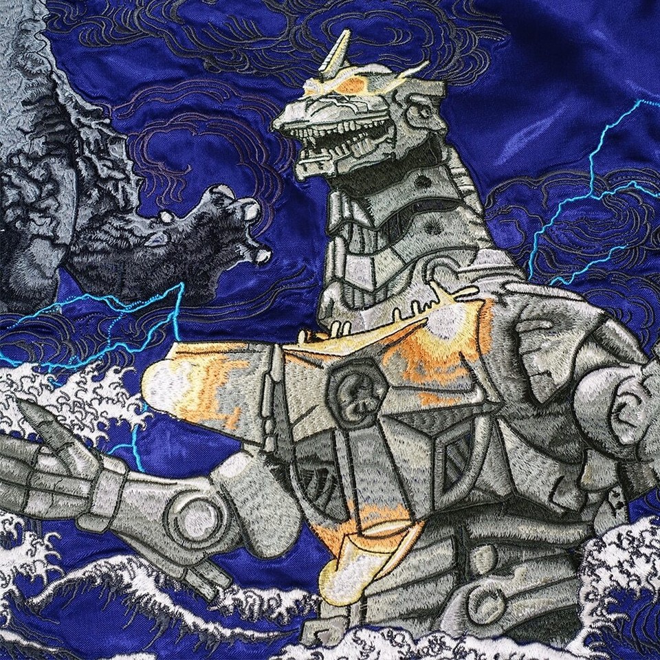 Sukajan Godzilla mechagodzilla Reversible Satin Embroidery GZSJ-005 S ...