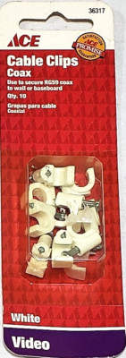 ACE (36317) Pack of 10 Cable Clips For Use With RG59 Coaxial Cables ...