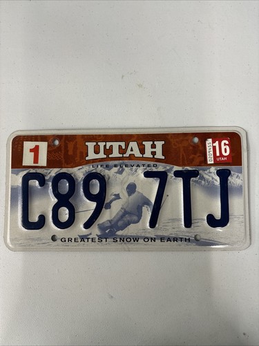 2016 Vintage Utah License Plate - Greatest Snow On Earth Tag C89 7TJ | eBay