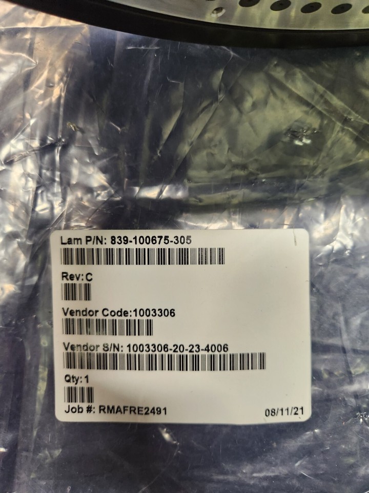 Lam Research Electrostatic Chuck, 300MM P/N: 839-100675-305 E-Chuck Rev ...