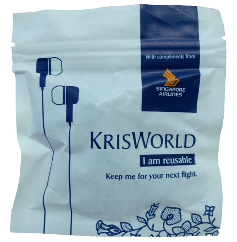 SINGAPORE AIRLINES EARBUDS NEW KRISWORLD REUSABLE EARPHONES SEALED IN PACKAGE | eBay