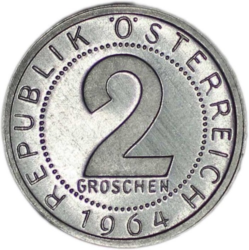 AUSTRIA coin 2 Groschen 1964 key date UNC | eBay