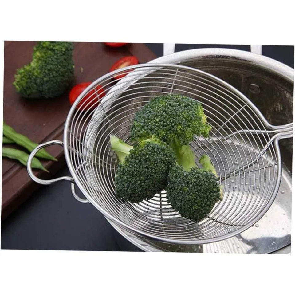Stainless Steel Wire Mesh Colander Long Handle Kitchen Food Strainer ...