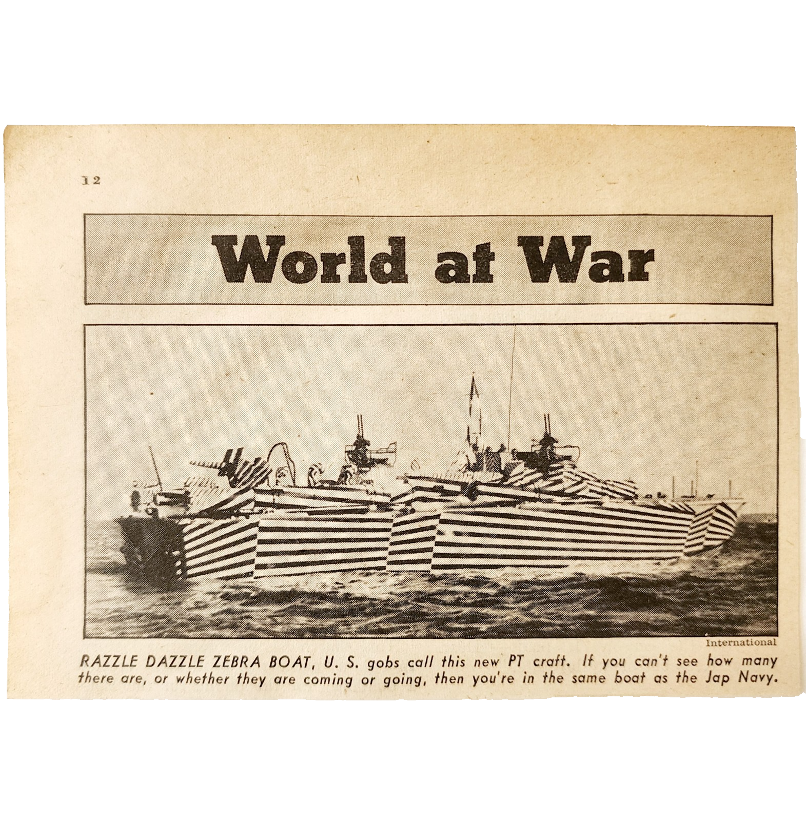 1944 US Navy Zebra Boats Illusion Advertisement WW2 Era Boats Military ...