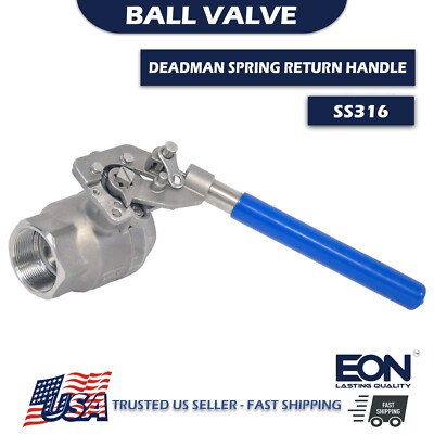 3/4" Deadman Handle SS316 Ball Valve FNPT Threaded End 1000 WOG ...