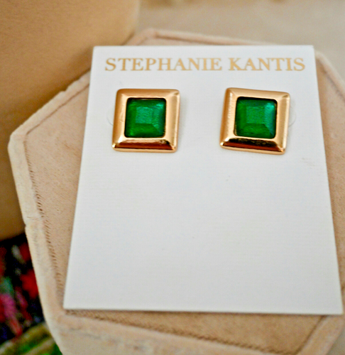 NWT $330 STEPHANIE KANTIS Emerald Green Peace Chain Necklace Earring Set Gold | eBay
