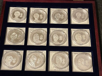 Set Of 12 2003 Liberia $20 US First Ladies .999 Silver Coins In Wooden ...