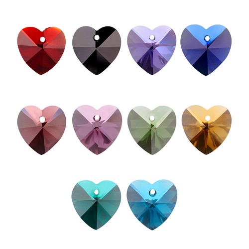 50pcs Colorful Mini Glass Heart Charms Transparent Dangle Pendants ...