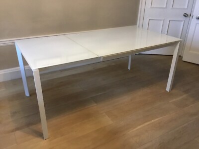 Extendable Glass Dining Table With Metal Legs - Seats 4/6/8 | eBay UK