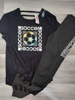 NWT Justice Girls Outfit Soccer Top/Logo Leggings Set Size 10 (A13) | eBay