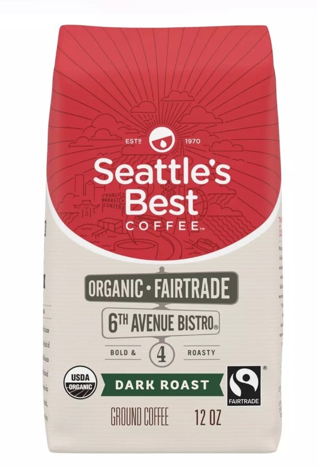 6 Pack Organic Coffee-6th Ave Seattle’s-Best Dark Roast Ground Coffee ...
