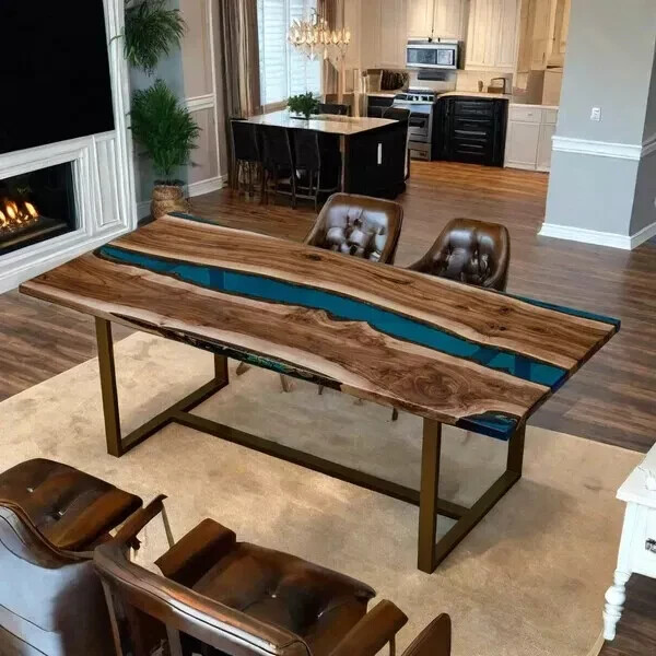 Modern Blue Clear Epoxy Resin Table – Stunning Handmade Design | eBay