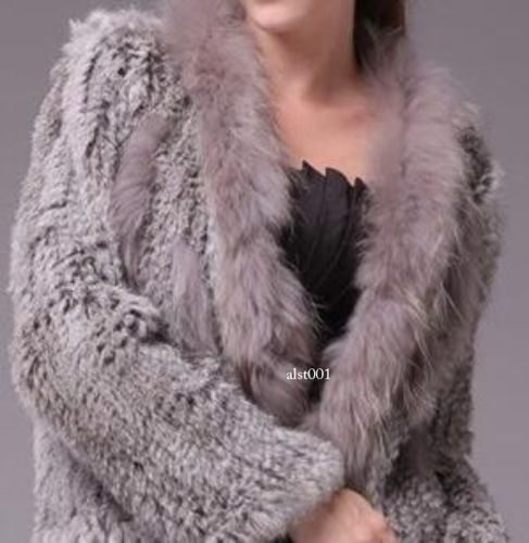 Fashion Women Knitted Real Fur Coat Warm Jacket Casual Outwear ...