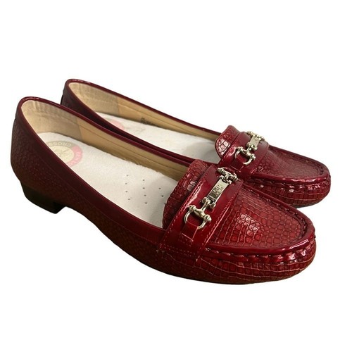 Alex Marie Red Patent Loafers Flats Womens 6M Alligator Round Toe Shoes ...