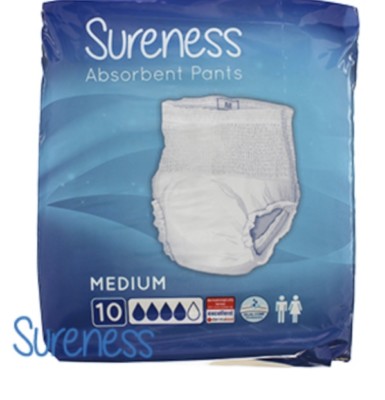 40 Sureness Absorbent Pants Incontinence for Men/Women Medium or Large ...