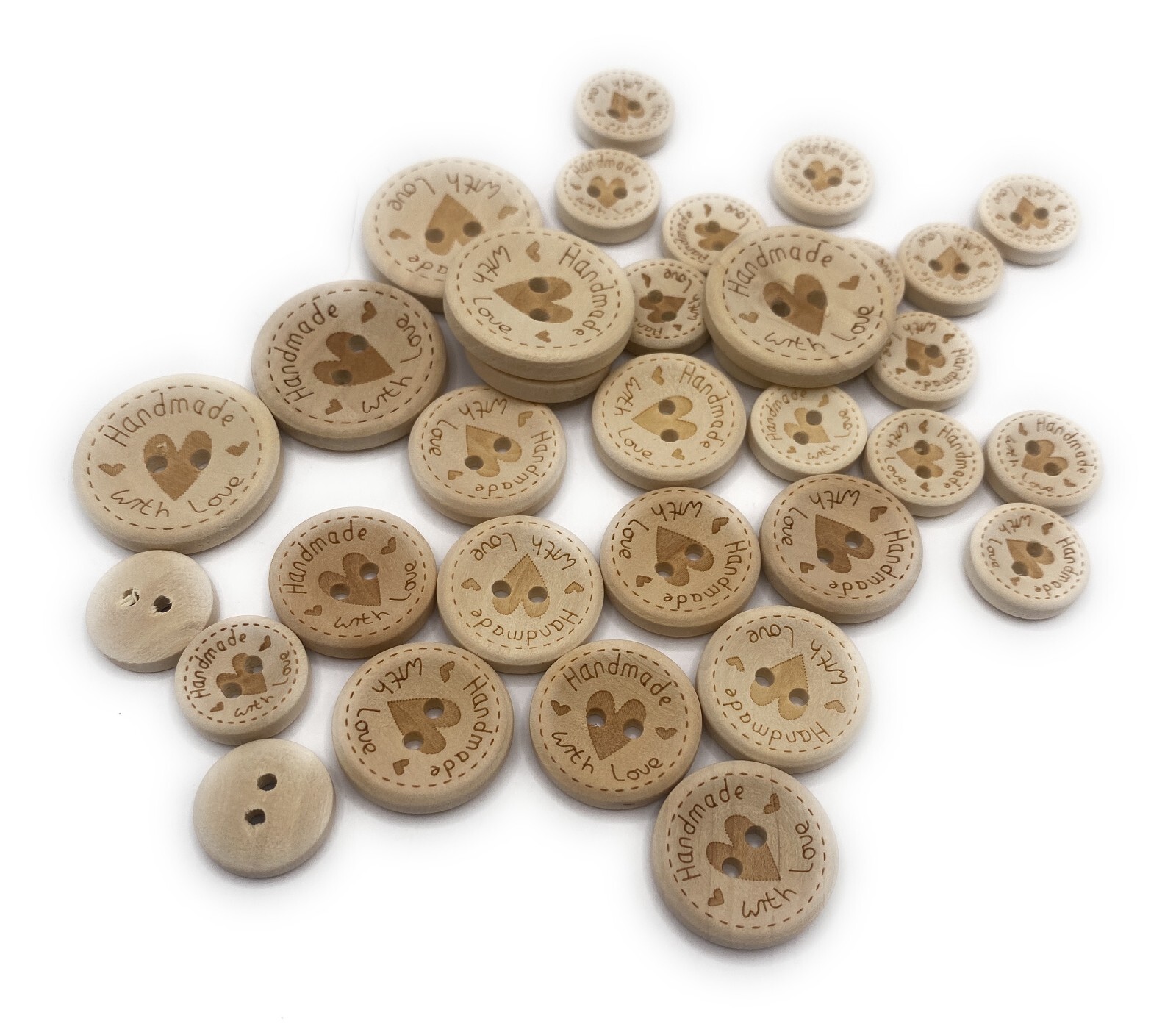 Handmade With Love Wooden Buttons Cardigans Hand Knitting 3 Sizes 15/20 ...