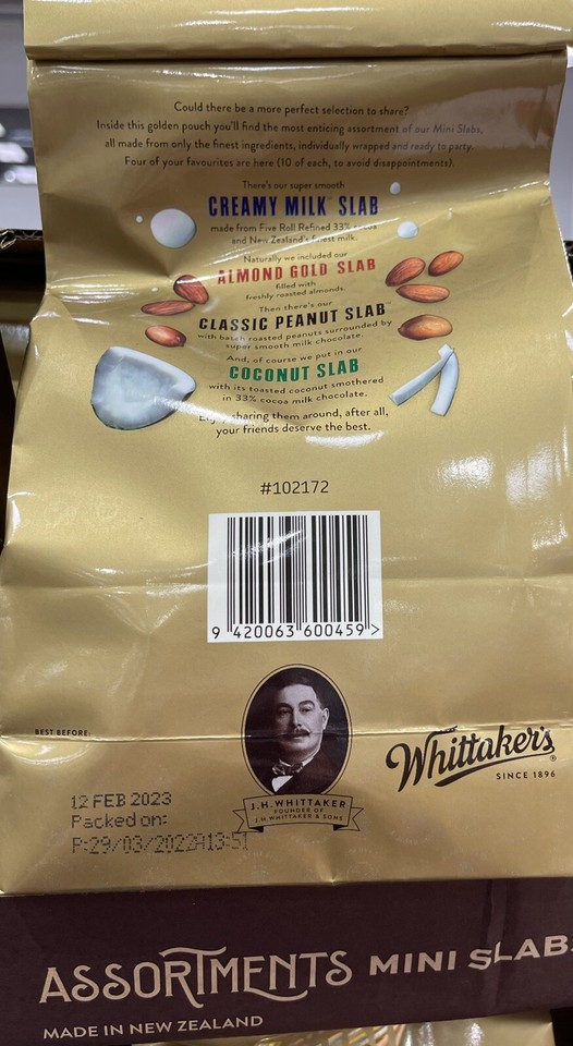 2 X Whittakers Assorted Mini Coconut Slab Almond Gold Peanut & Creamy ...