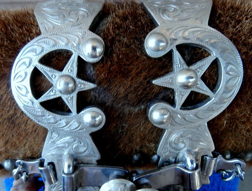 Engraved Silver Elko Star Cowboy Buckaroo Jingle Bob Horse Spurs | eBay